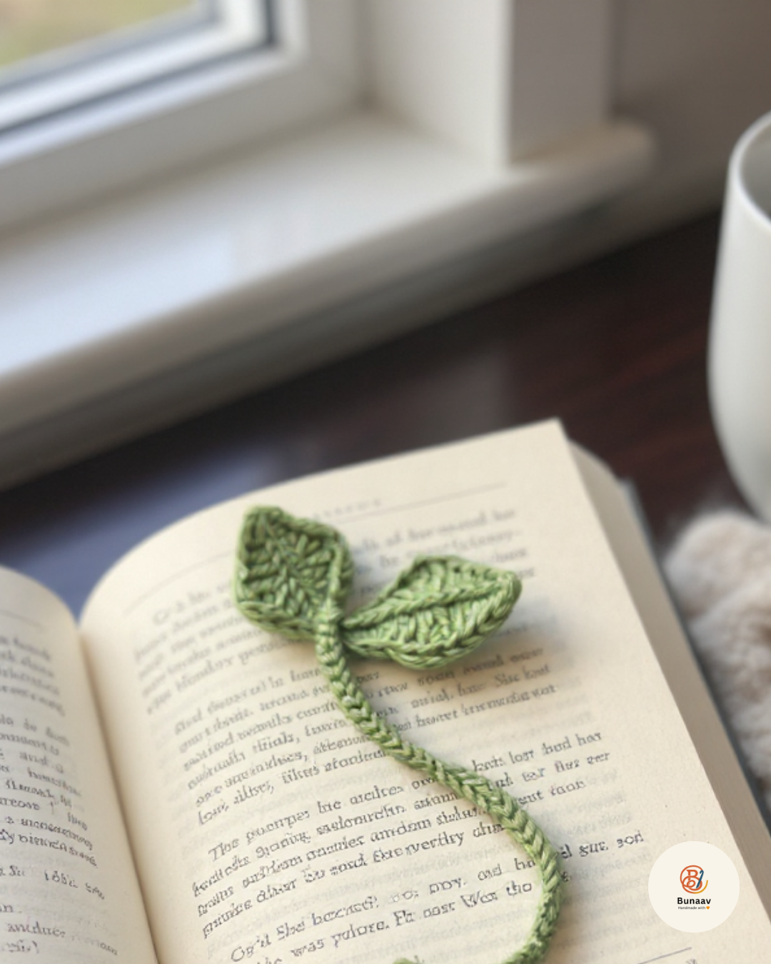 Crochet Leaf Sprout – Multipurpose Bookmark & Cable Tie | Bunaav